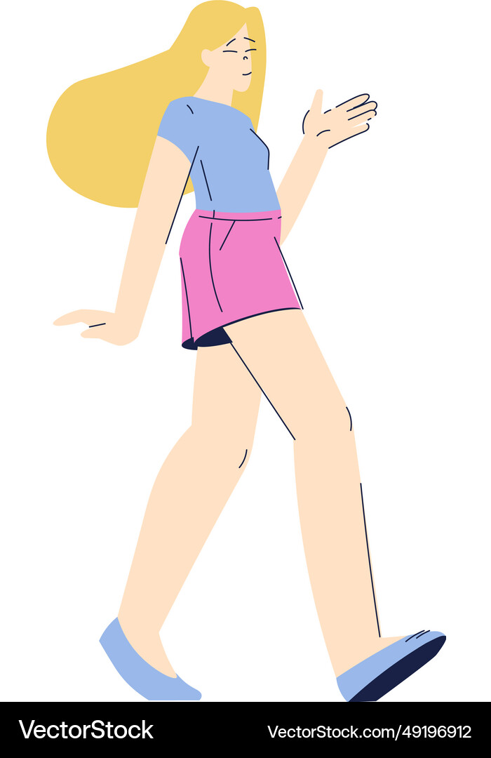 Young woman character walking moving forward Vector Image