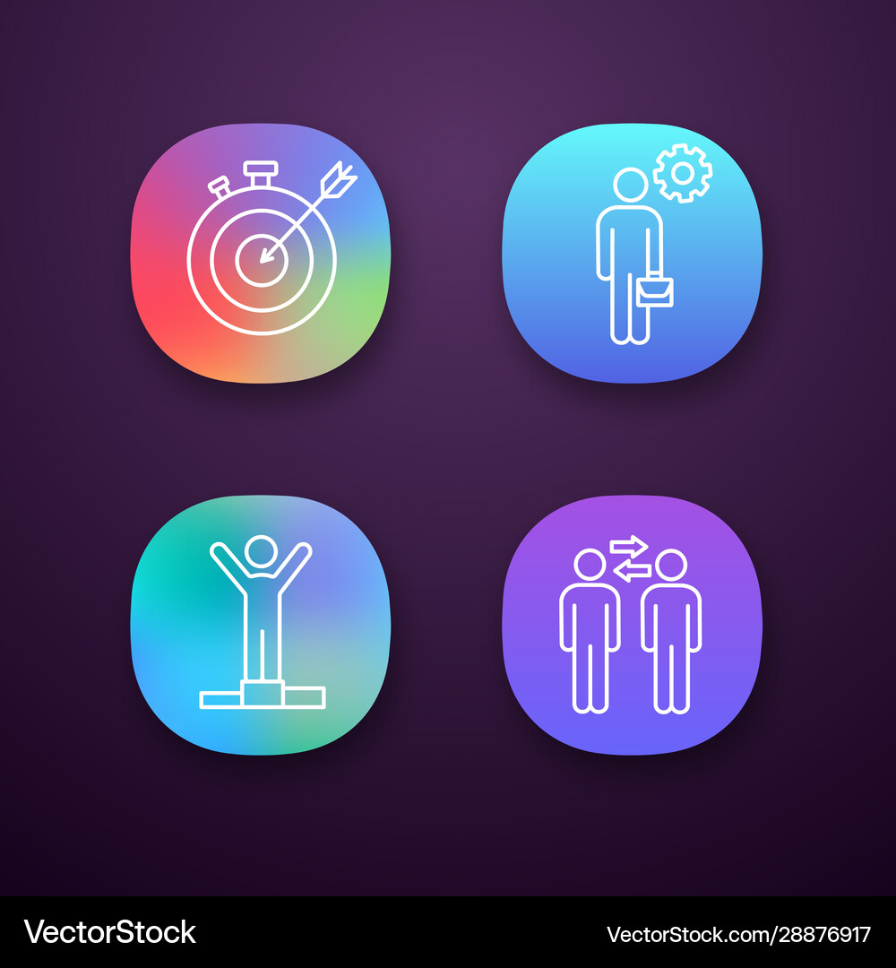 Business management app icons set Royalty Free Vector Image
