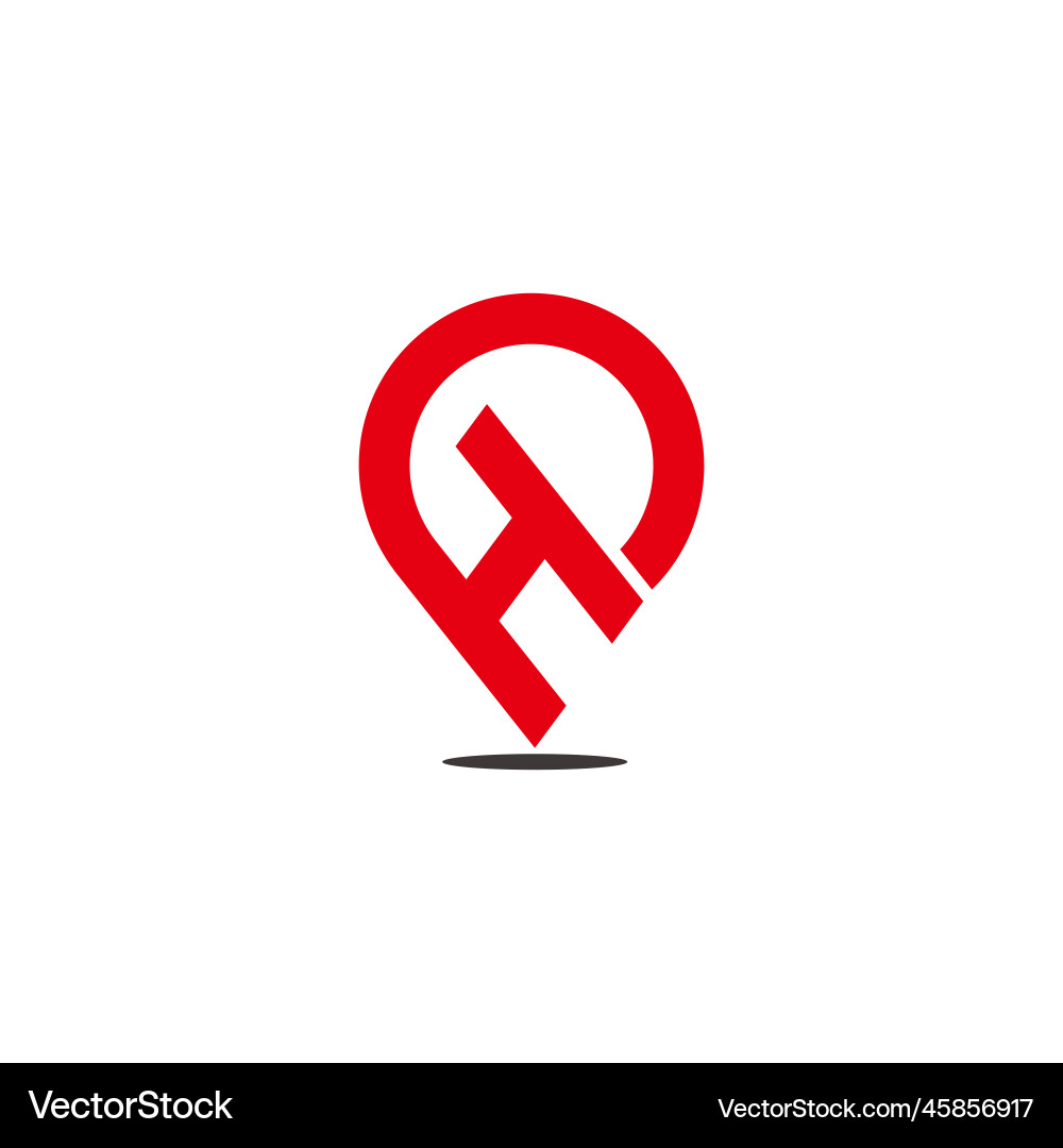 Letter h d pin location red logo Royalty Free Vector Image
