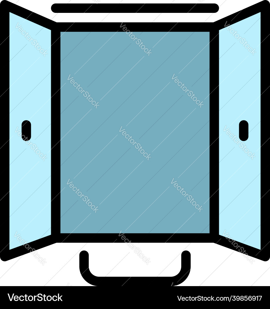Open double door icon color outline Royalty Free Vector