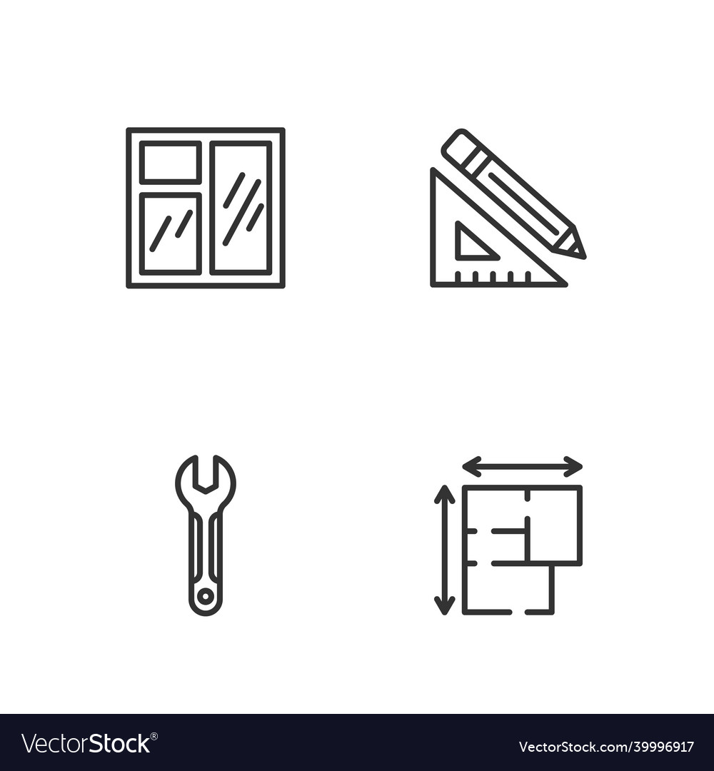 Set line house plan wrench spanner window Vector Image Set line house plan wrench spanner window Vector Image