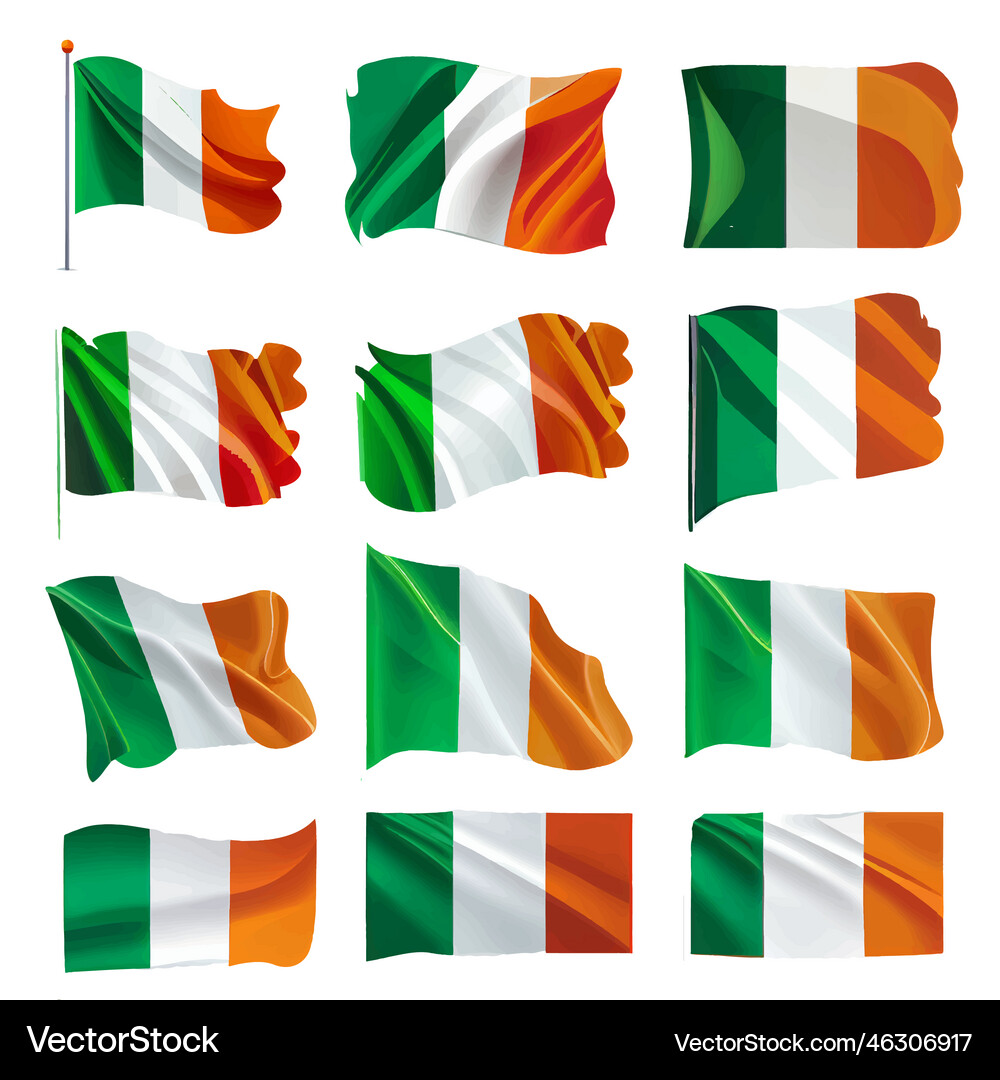 Set of irish flag isolating Royalty Free Vector Image