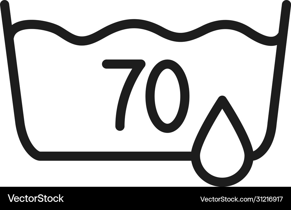 Textile care concept water temperature 70 symbol Vector Image