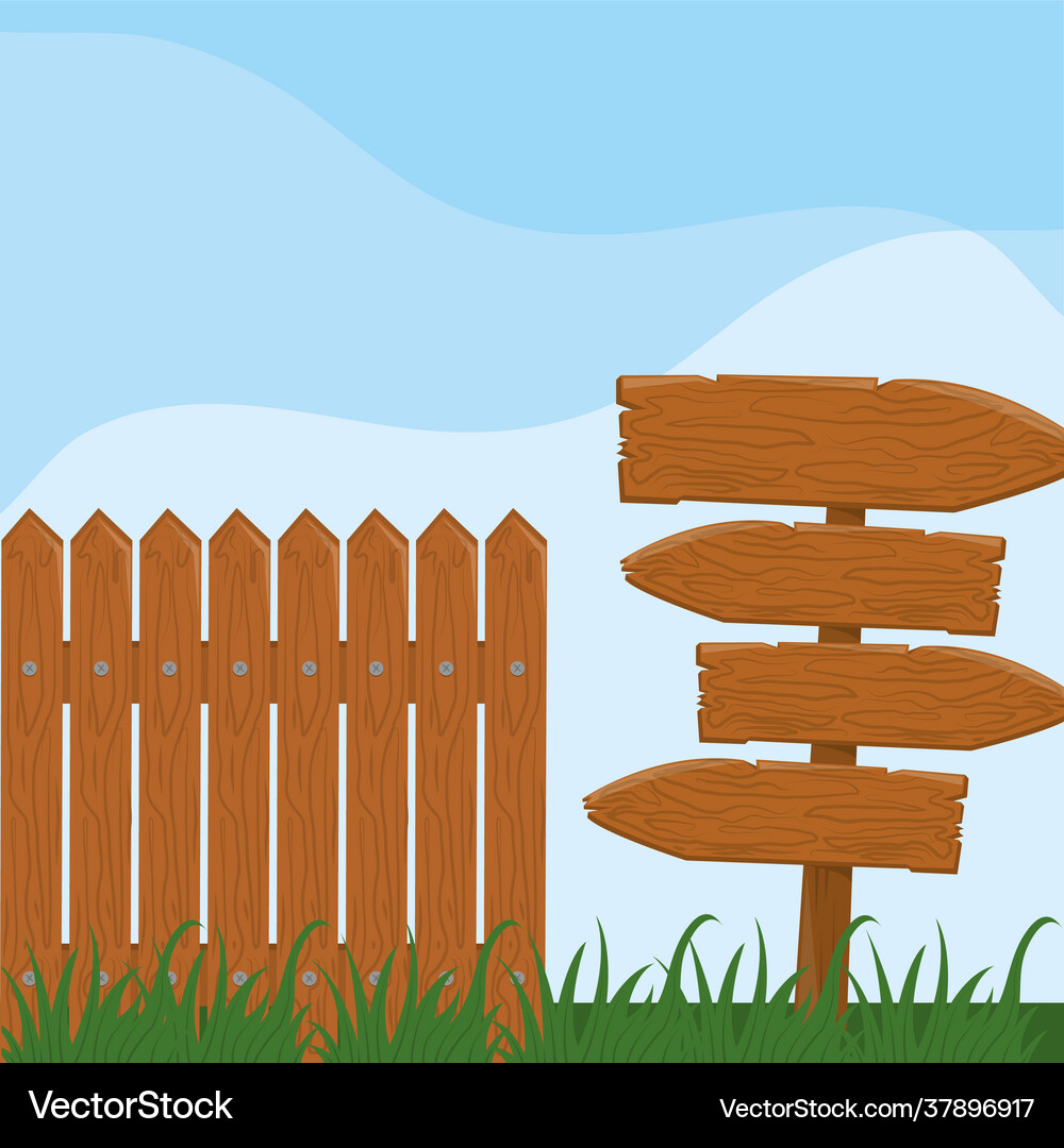 Wooden fence guidepost Royalty Free Vector Image