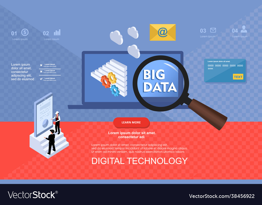 Big data business analysis landing page template Vector Image