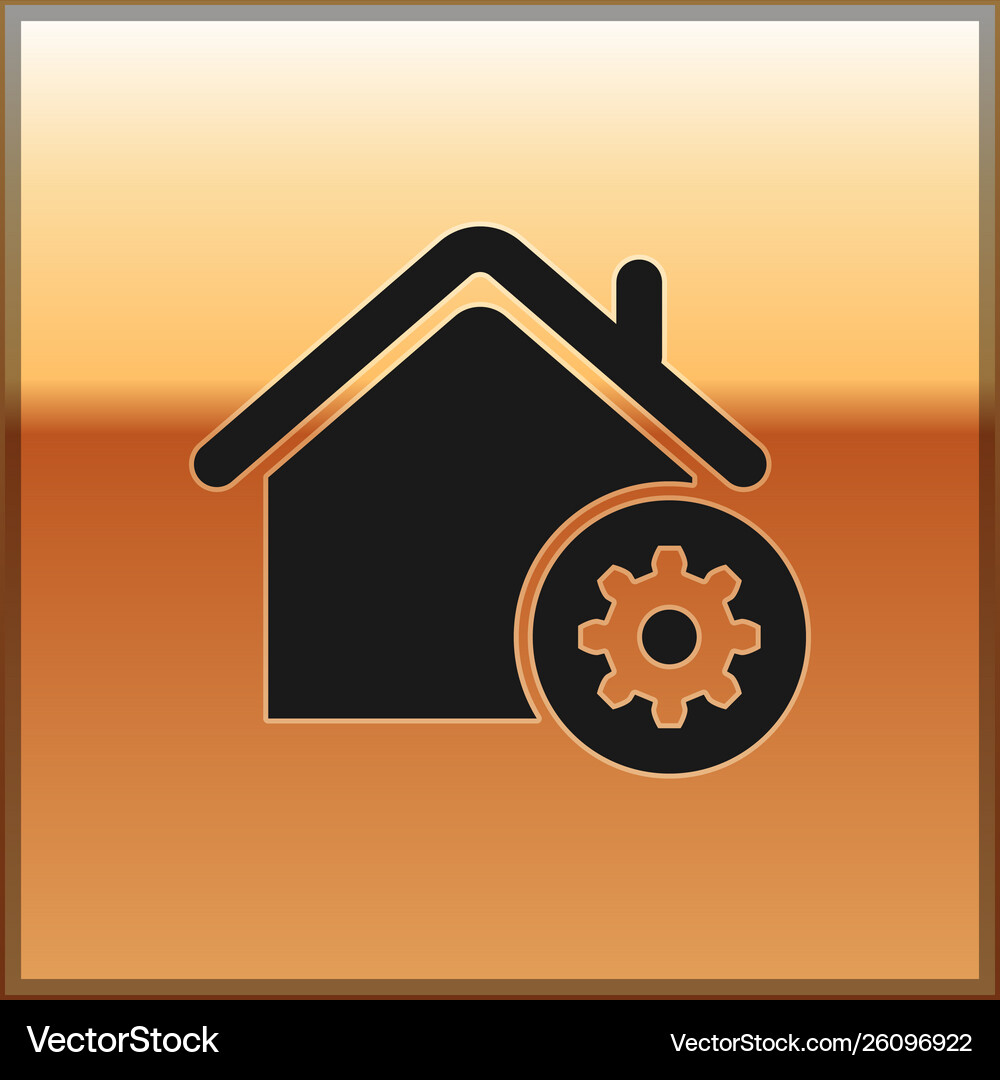 Black smart home settings icon isolated on gold Vector Image