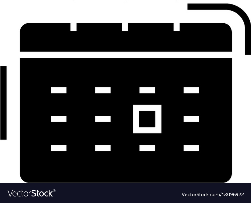 Calendar icon black sign Royalty Free Vector Image