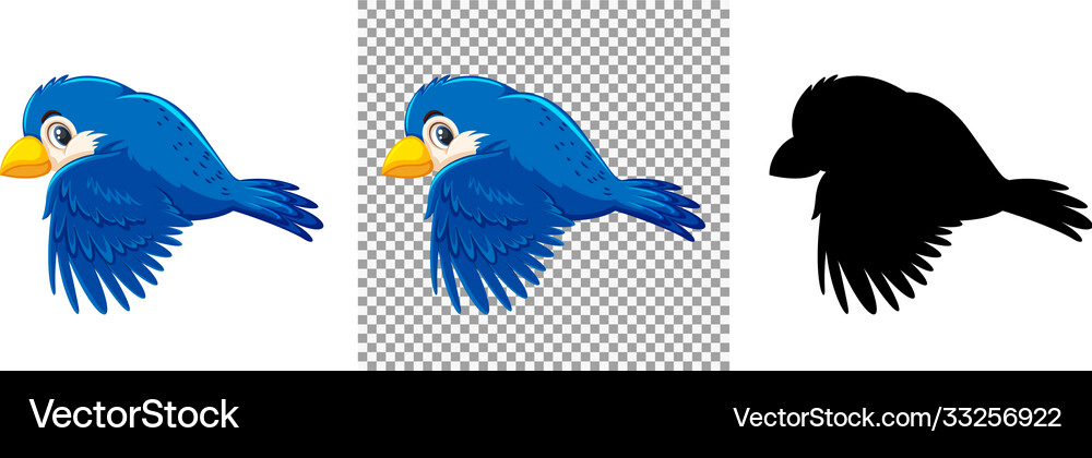 Cute blue bird cartoon character Royalty Free Vector Image