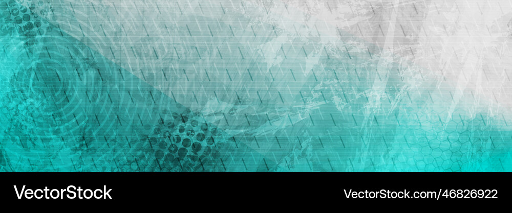 Cyan blue grunge tech geometric abstract Vector Image