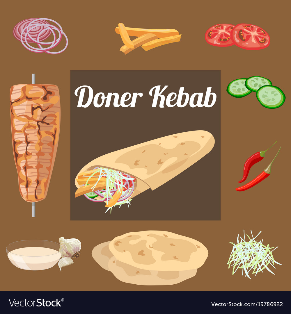 Doner kebab wraped Royalty Free Vector Image - VectorStock