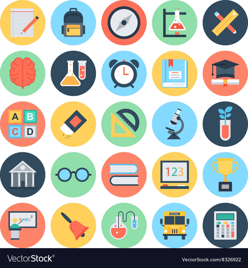 Education and knowledge icons 1 Royalty Free Vector Image