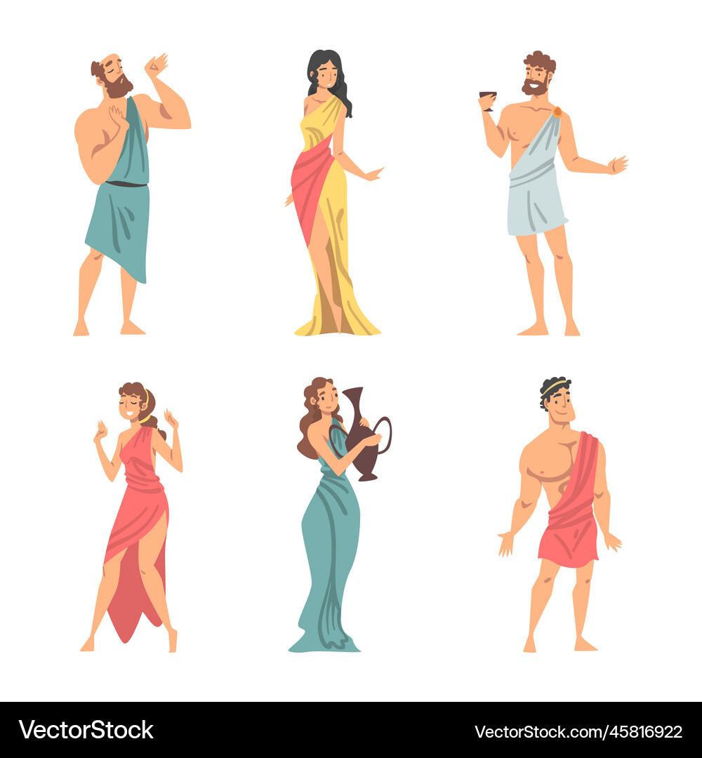 Greeks or hellenes people character in ethnic Vector Image