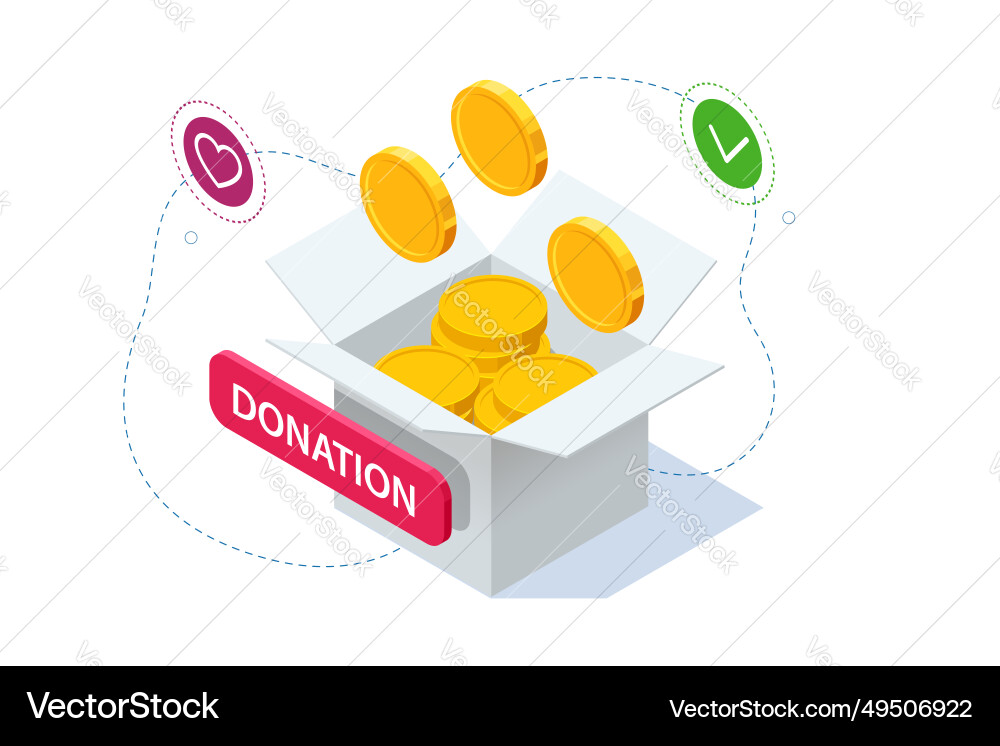 Isometric people characters donate money Vector Image