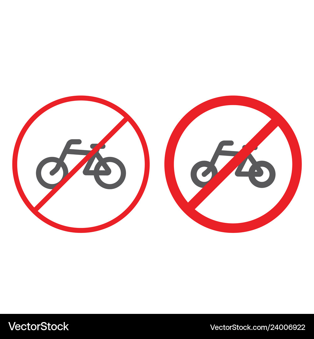 No bicycle line and glyph icon prohibited and Vector Image