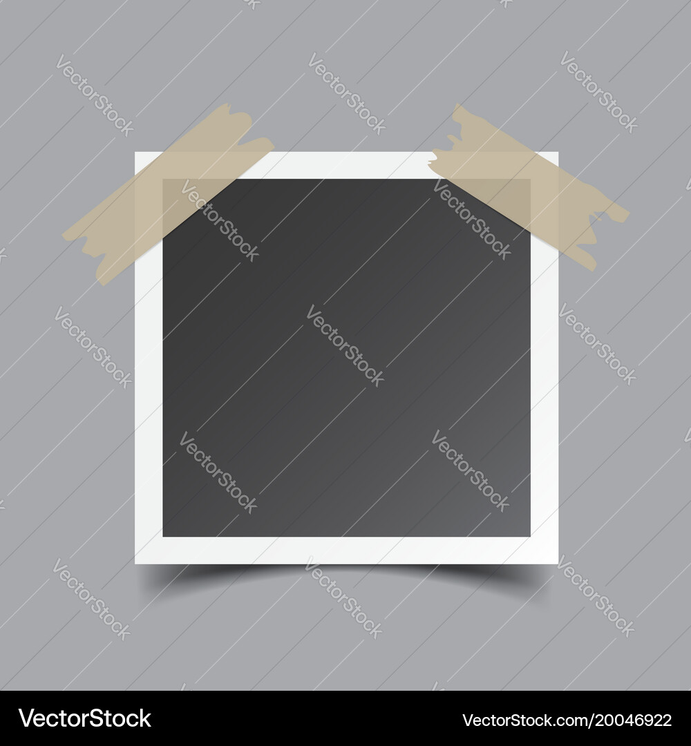 Photo frame with adhesive tape isolated on grey Vector Image
