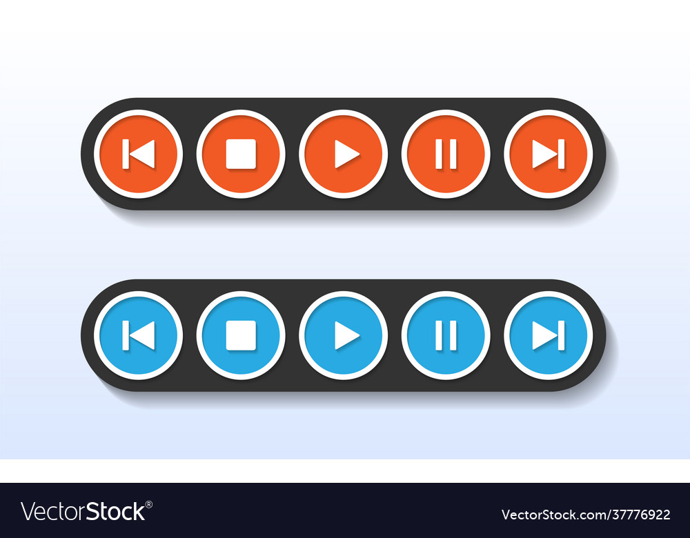 Red and blue media player control button Vector Image