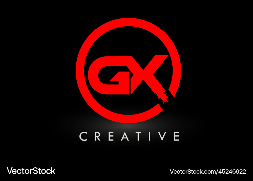 Red gx brush letter logo design creative brushed Vector Image