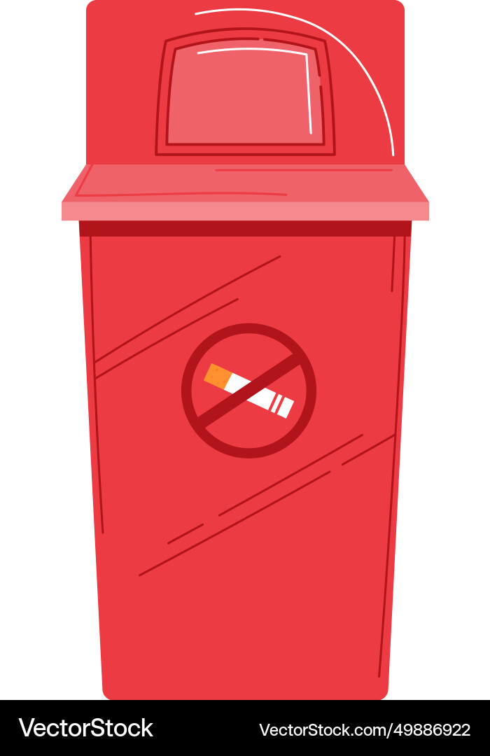 Red no smoking trash bin cartoon waste container Vector Image