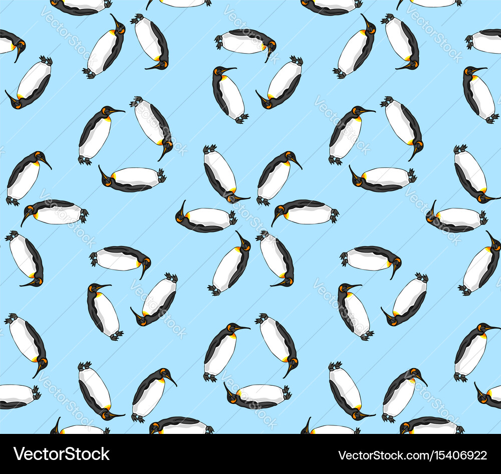 Seamless pattern of penguin on blue background Vector Image