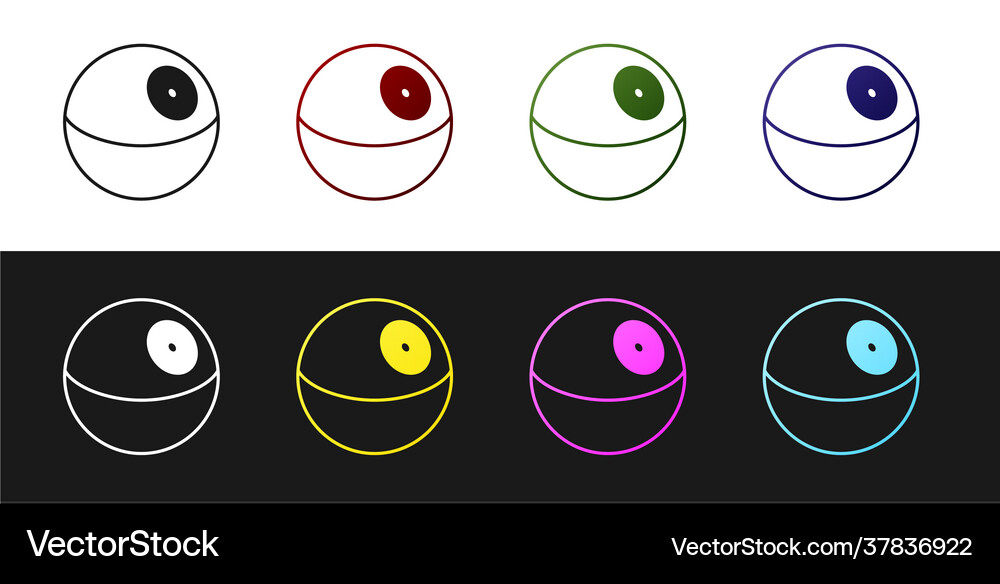 Set planet icon isolated on black and white Vector Image