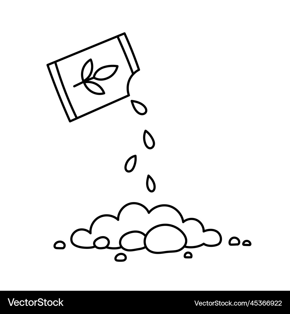 Sowing seeds pour seed into the soil line Vector Image