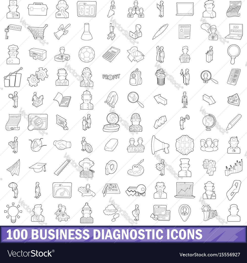 100 business diagnostic icons set outline style Vector Image 100 business diagnostic icons set outline style Vector Image