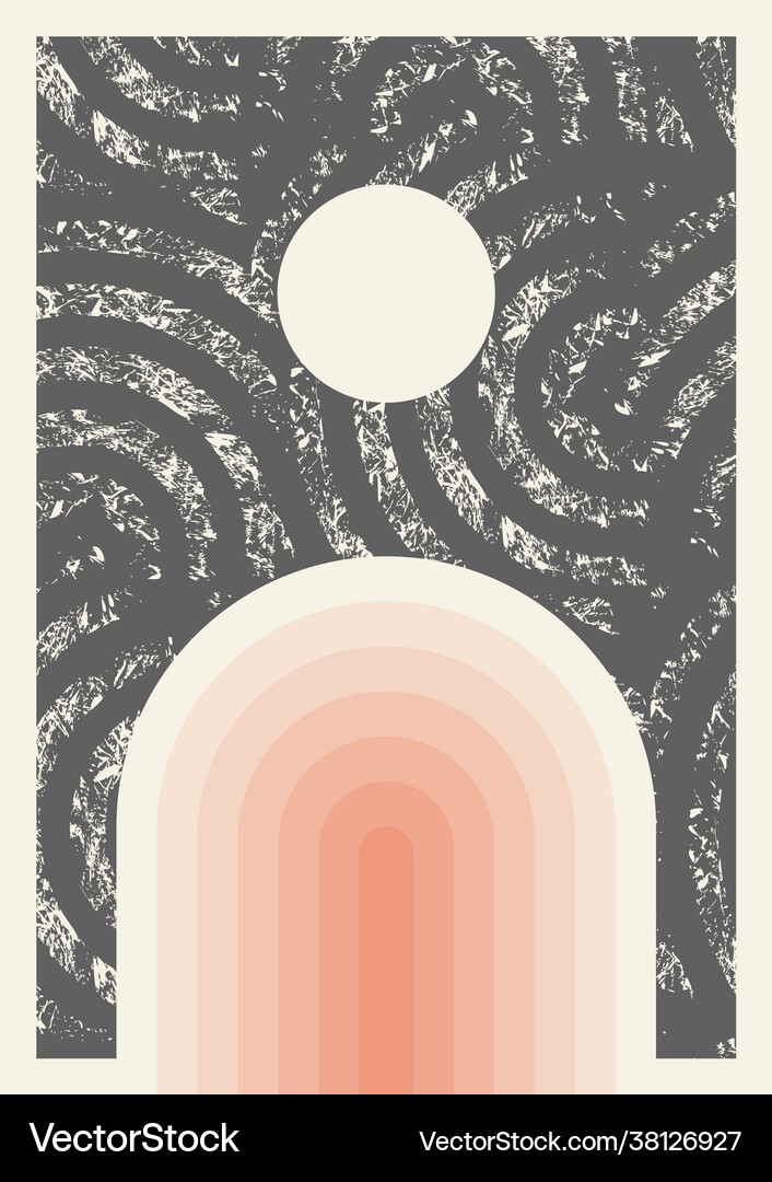 Arc and sun abstract grunge circles background Vector Image