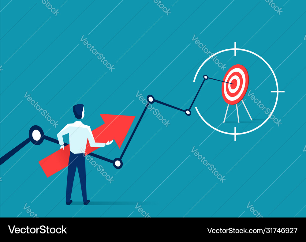 Businessman holding arrow and target inside aim Vector Image