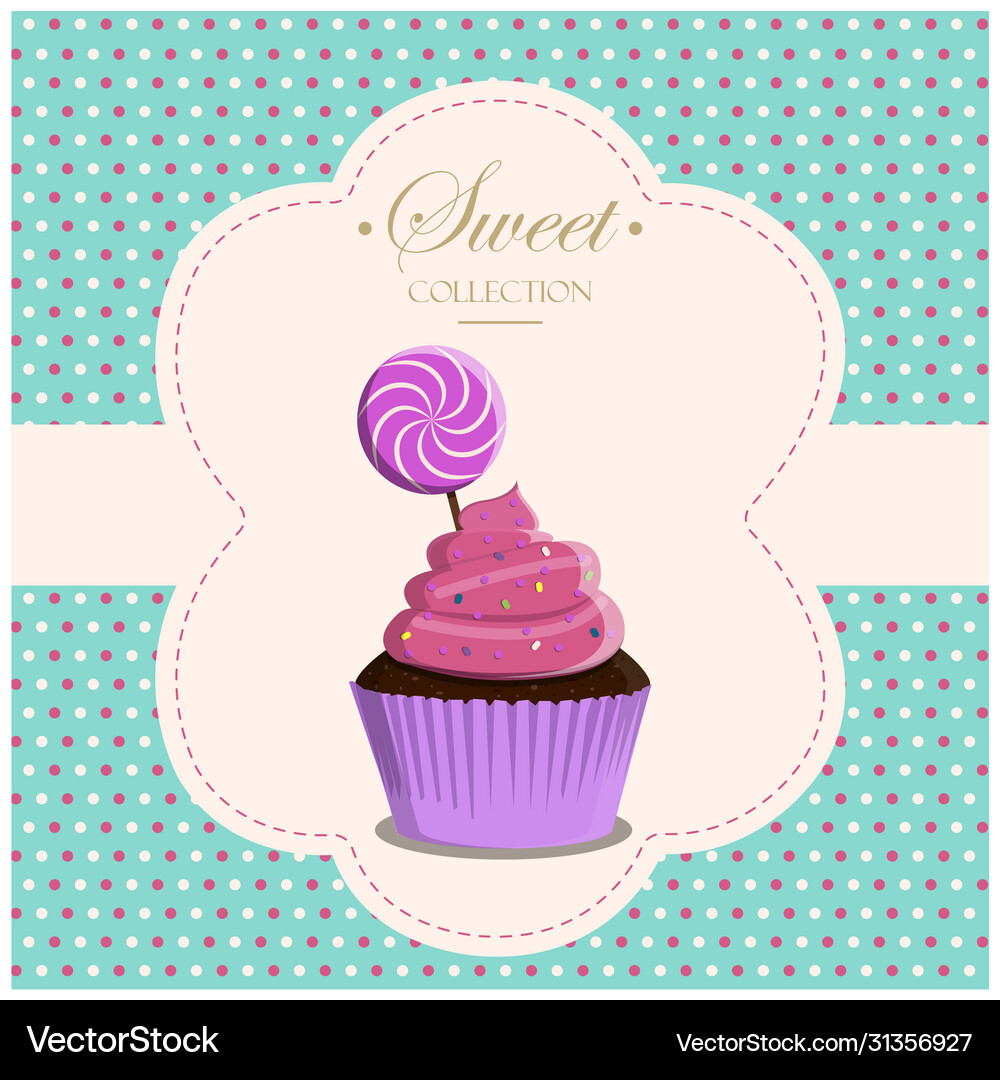 Cupcake in a retro style with geometric Royalty Free Vector