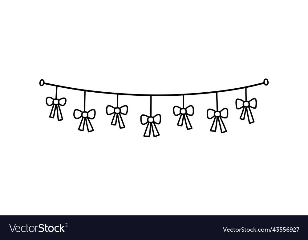 Cute bunting with bows isolated on white Vector Image