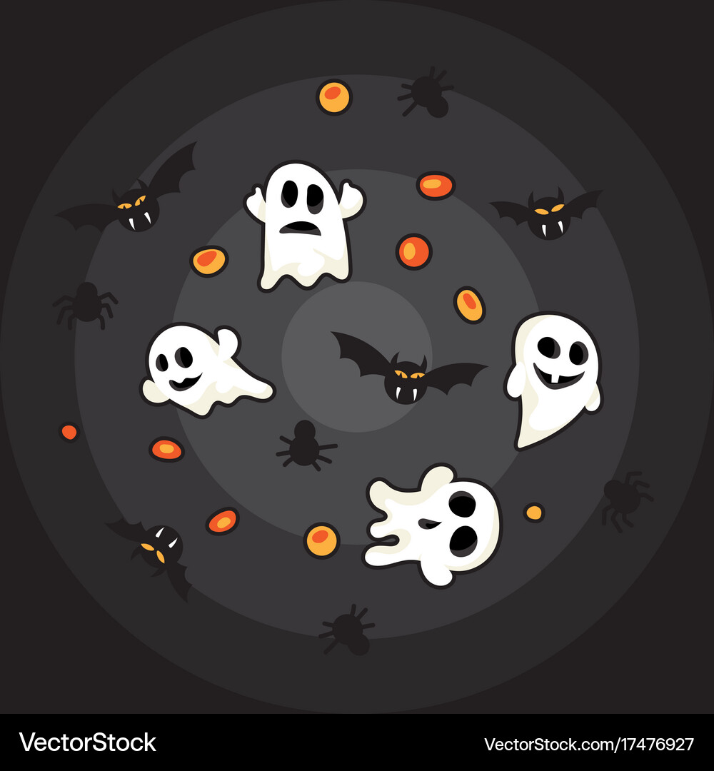 Hallowen pattern black bats white ghost and Vector Image