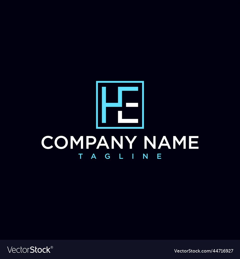 He or eh luxury initial square logo design Vector Image He or eh luxury initial square logo design Vector Image
