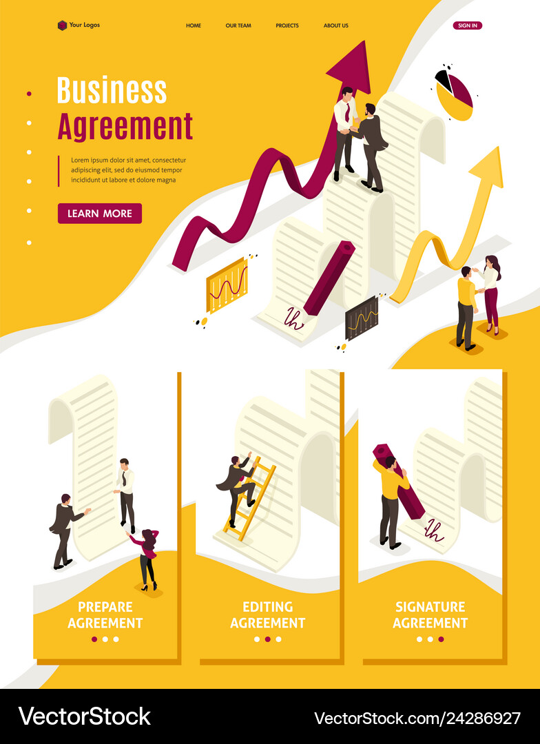 Isometric business agreement partners Royalty Free Vector