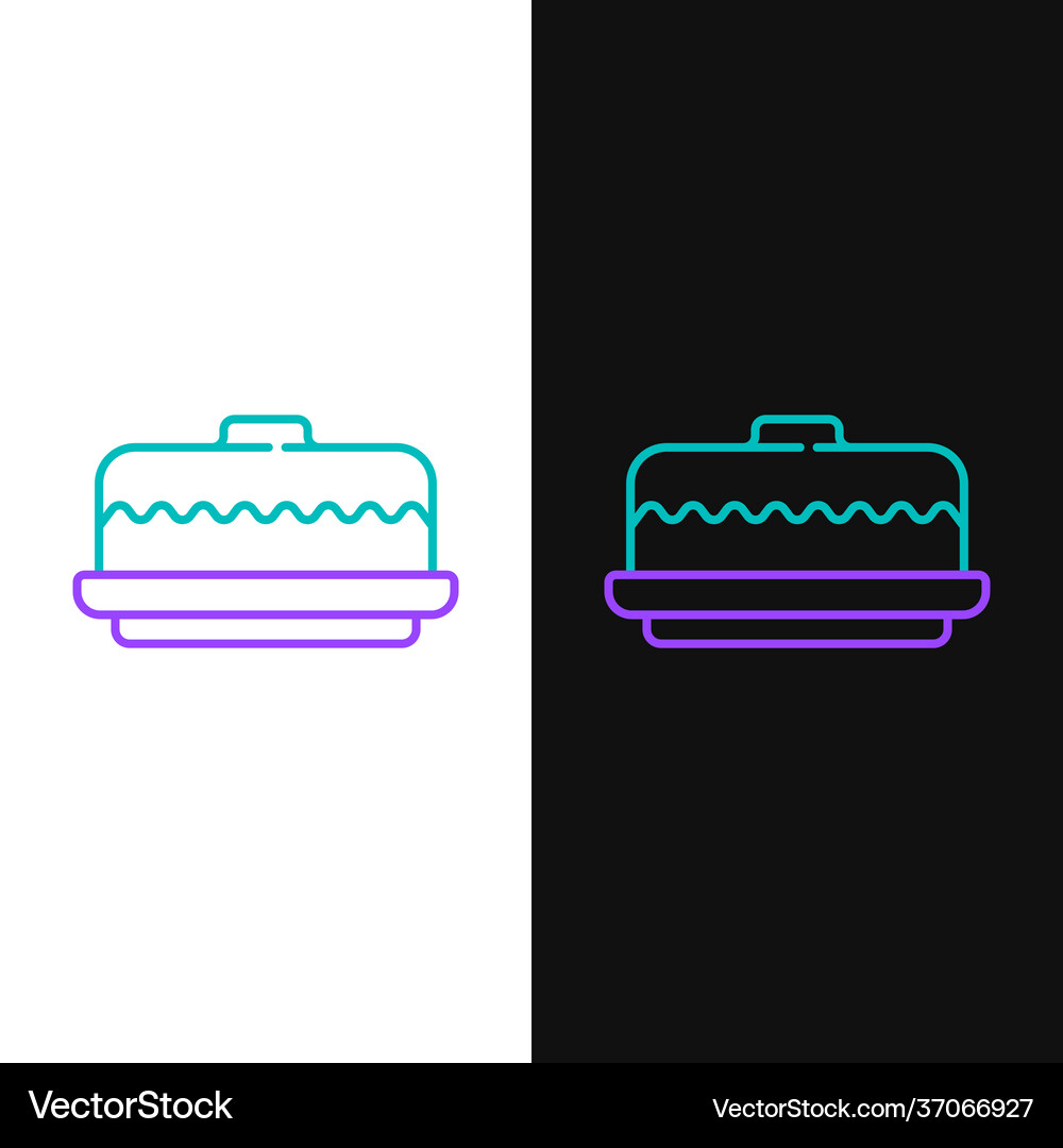 Line cake icon isolated on white and black Vector Image