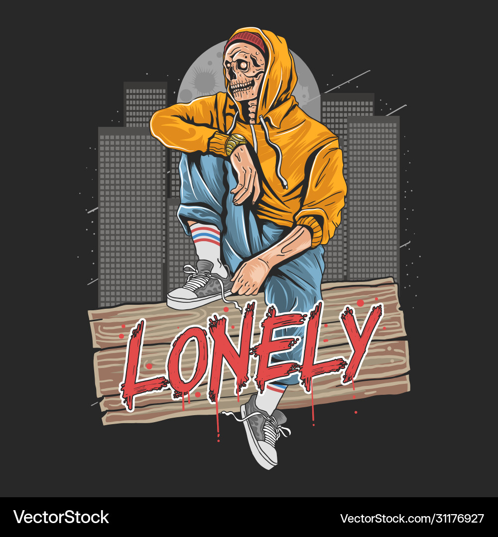 Lonely zombie at city artwork Royalty Free Vector Image