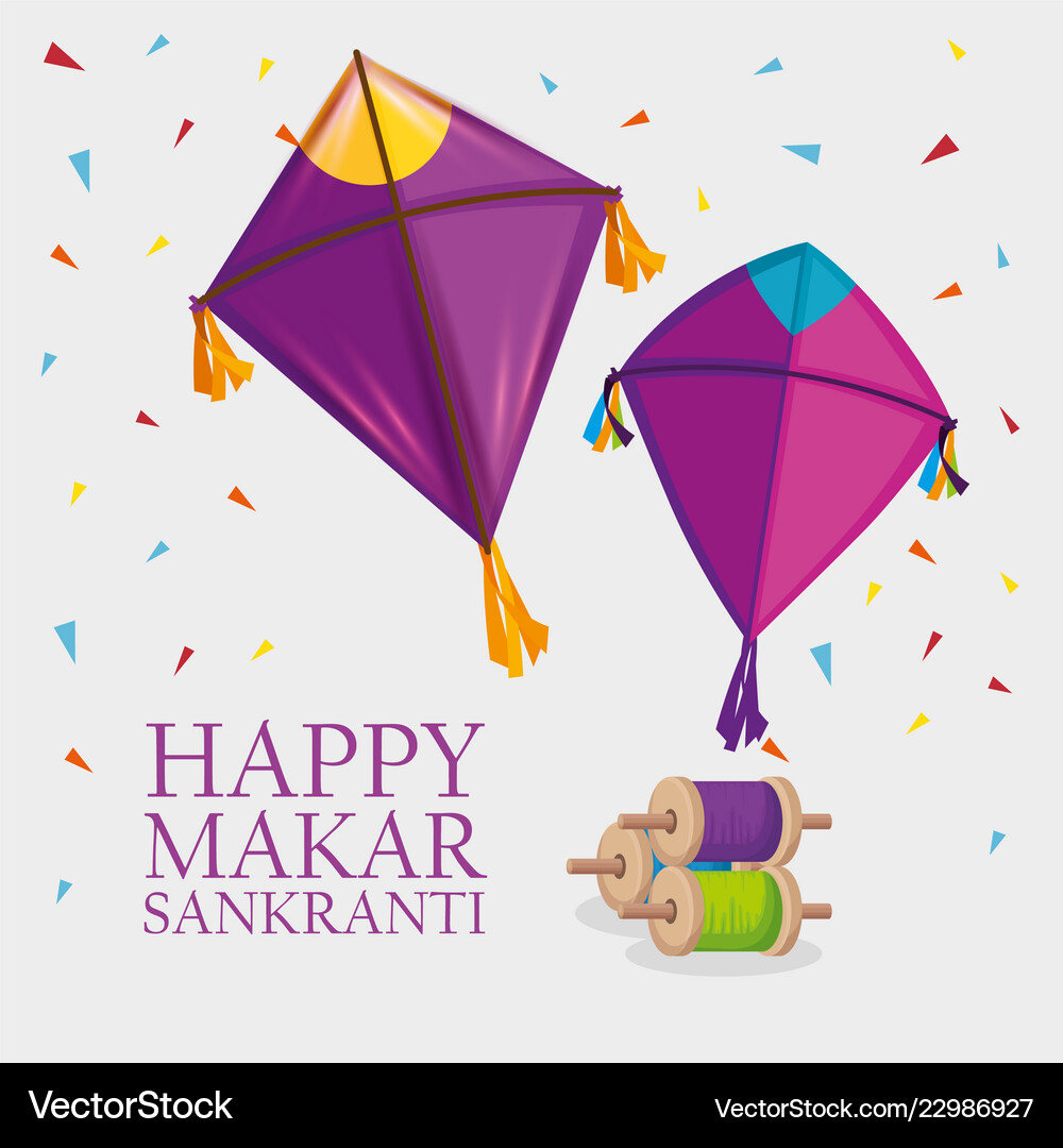 Makar sankranti religion celebration with kites Vector Image