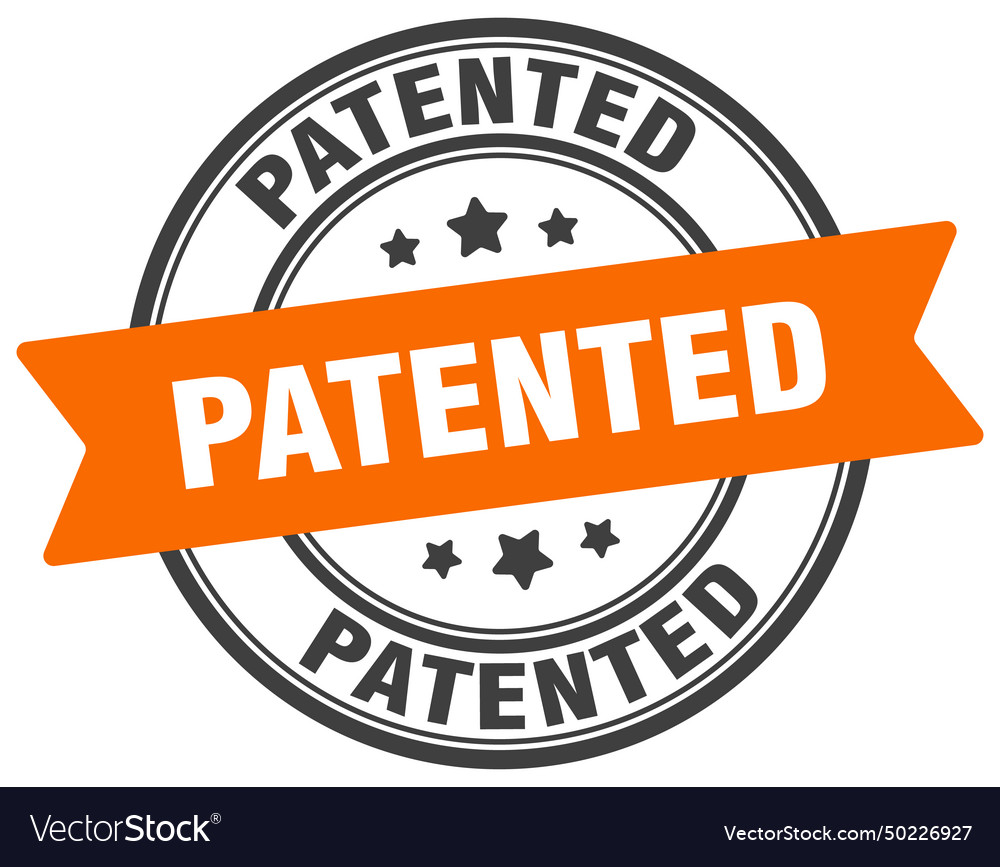 Patented stamp label on transparent Royalty Free Vector