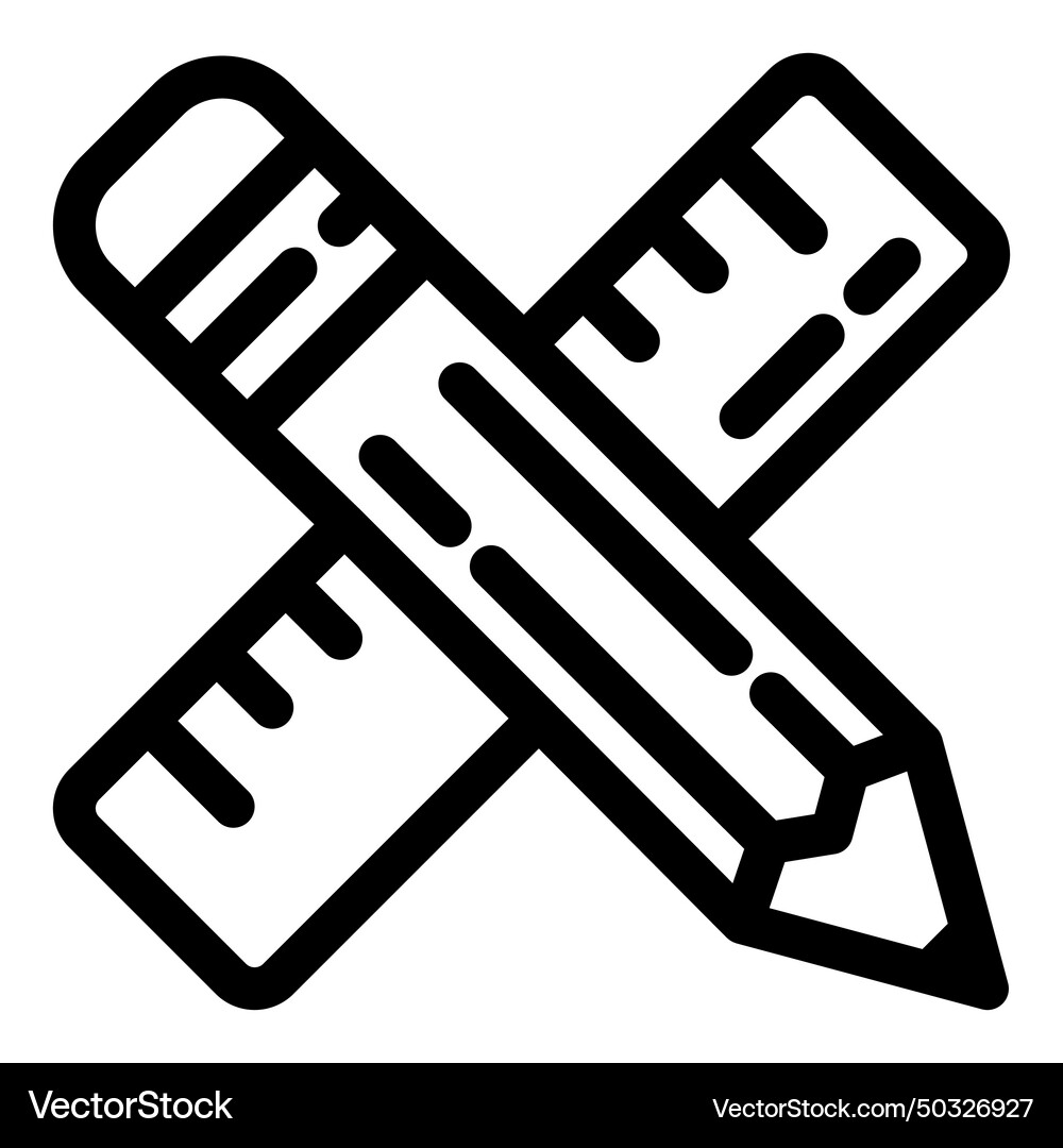 Pencil and ruler flat icon isolated on white Vector Image