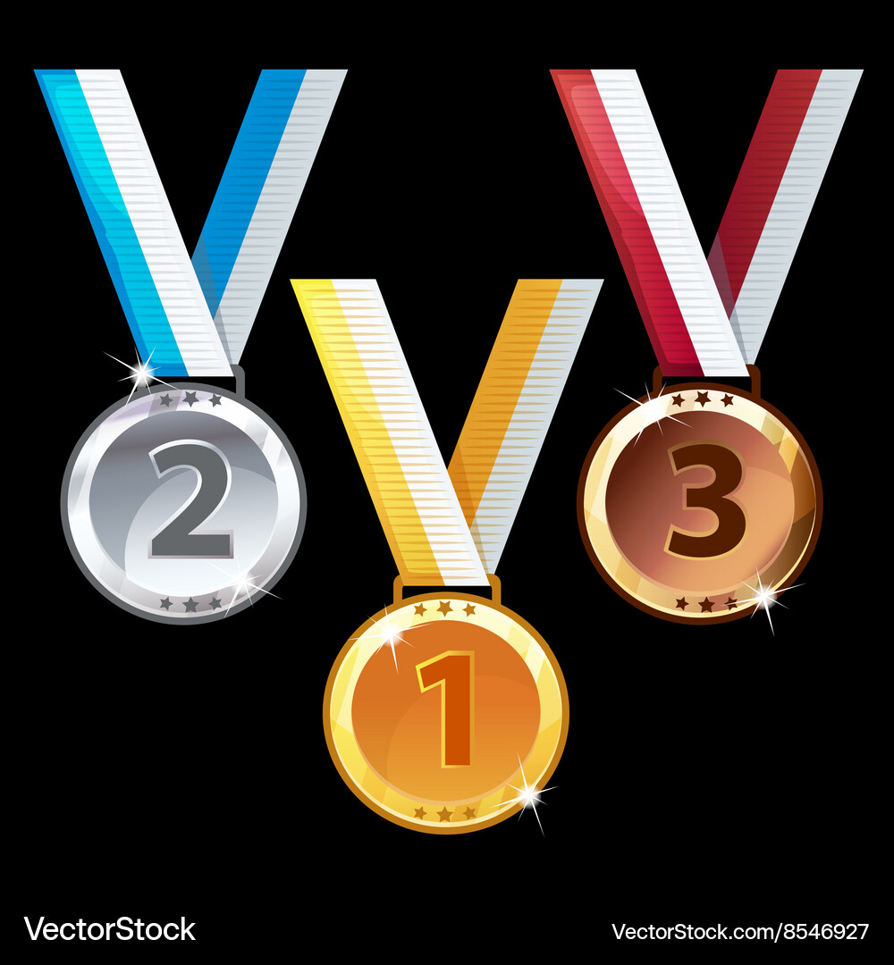Three medals - gold silver and bronze Royalty Free Vector