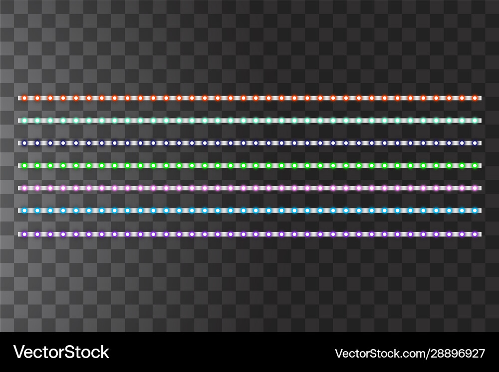 Various led stripes on a black and transparent Vector Image
