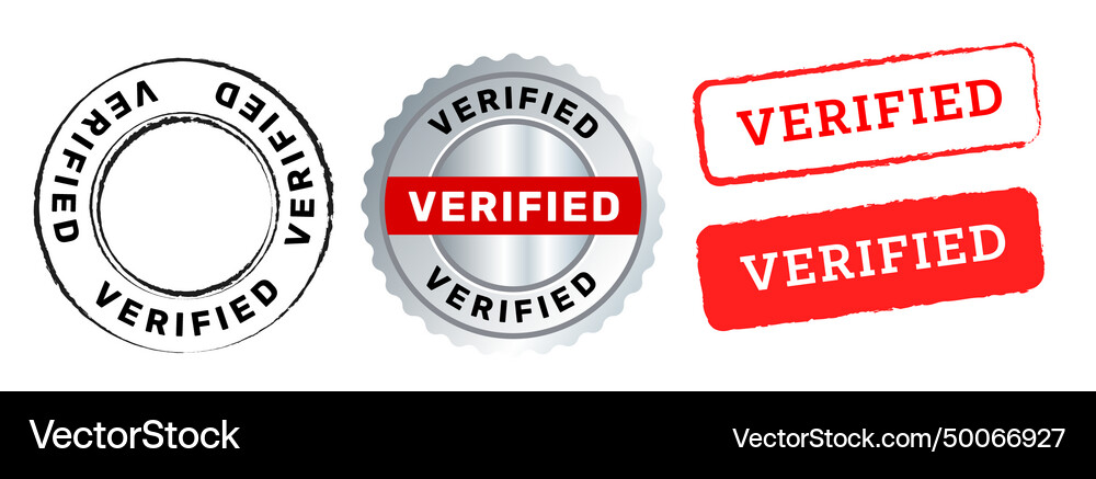 Verified emblem stamp red silver color verify Vector Image