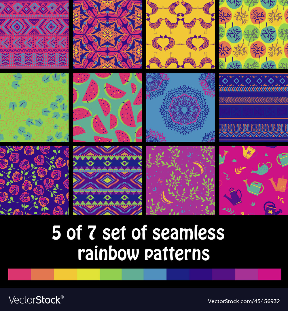 5 of 7 seamless rainbow patterns Royalty Free Vector Image
