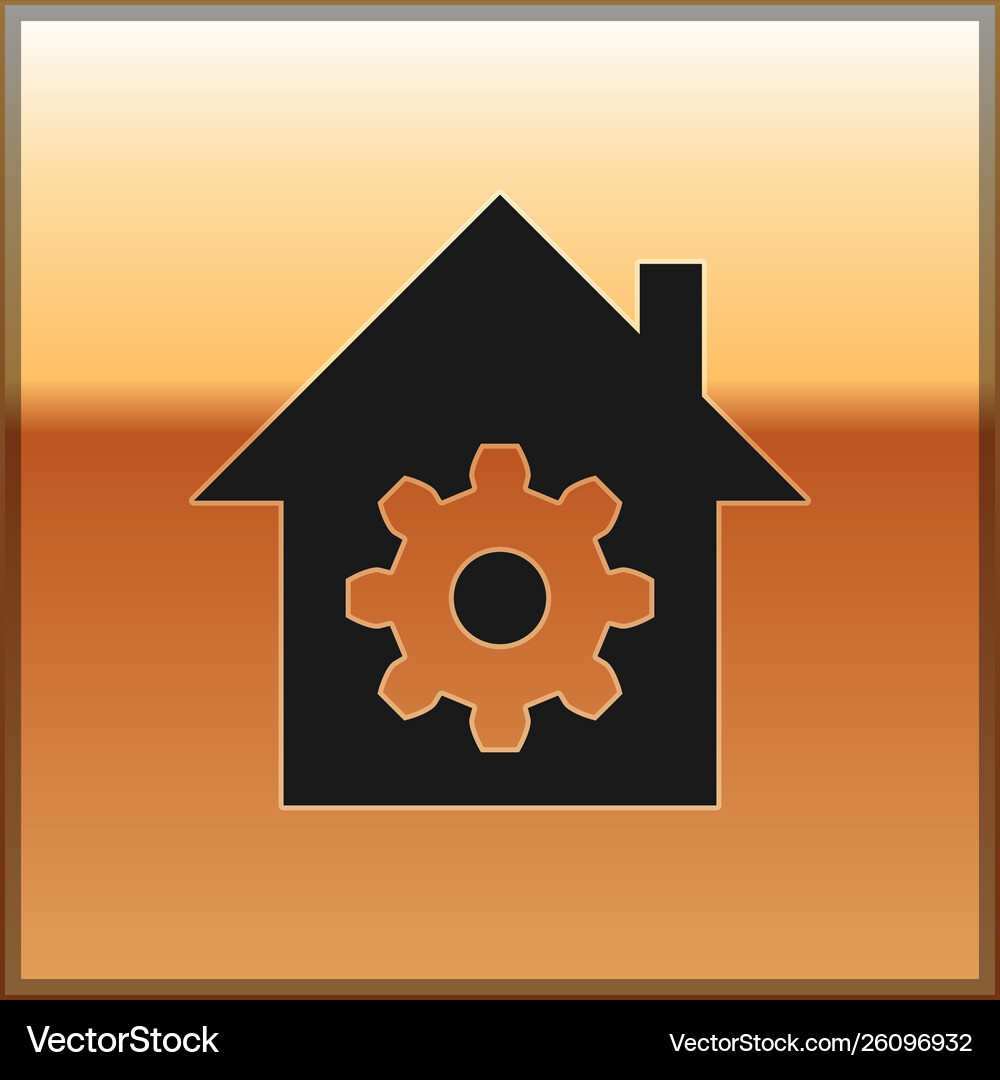 Black smart home settings icon isolated on gold Vector Image