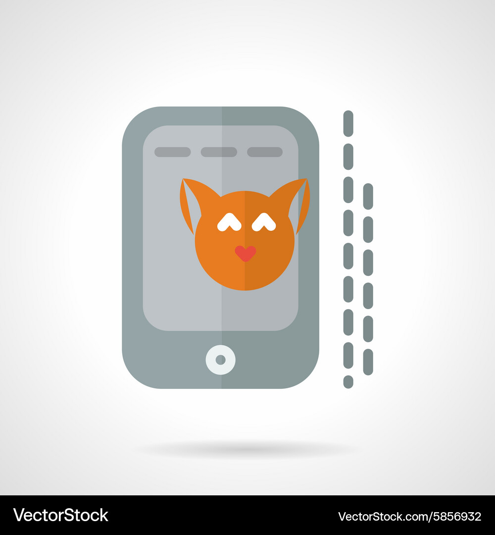 Cat photo in phone flat icon Royalty Free Vector Image