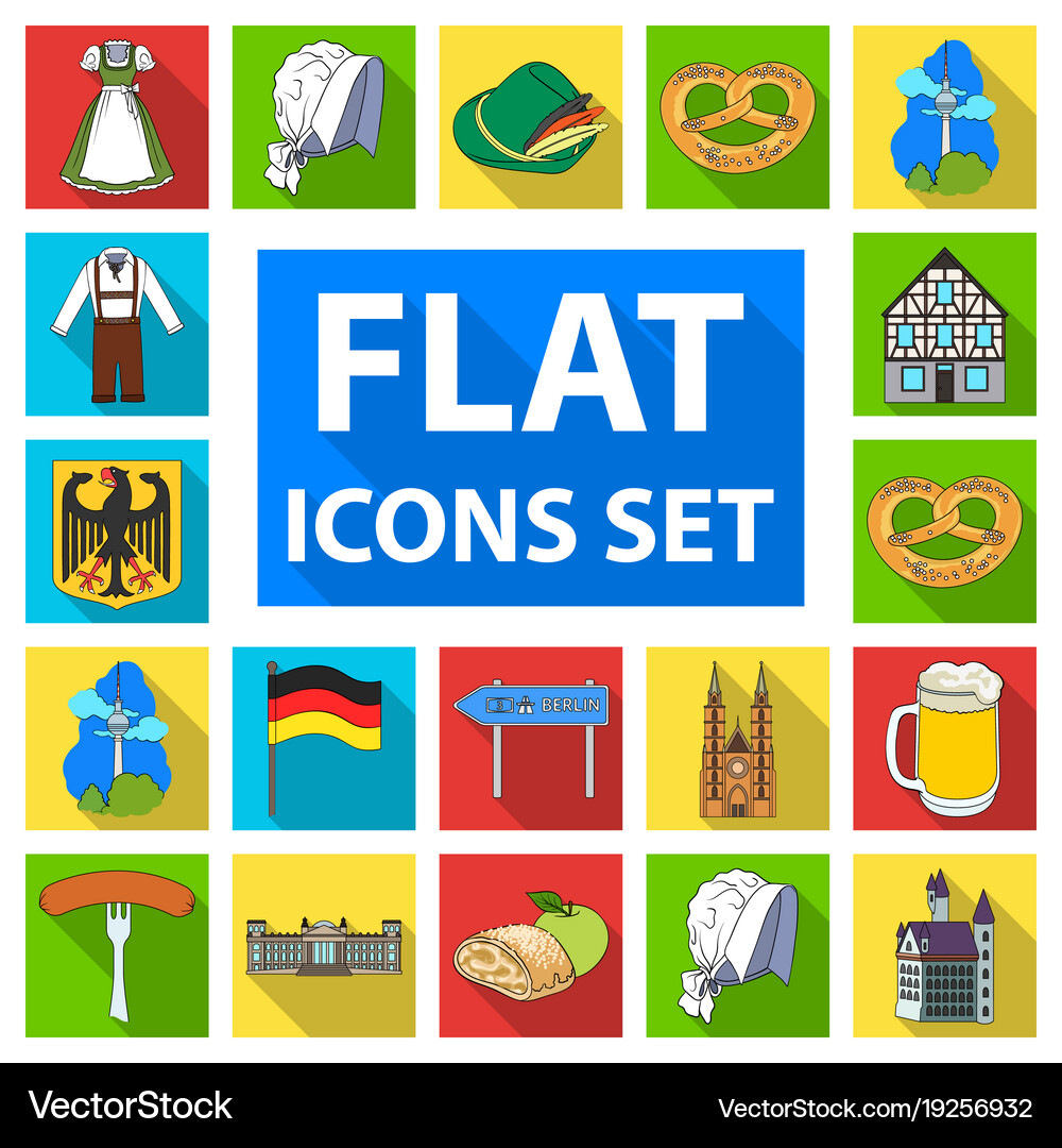 Country germany flat icons in set collection Vector Image