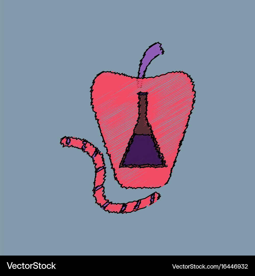 Flat shading style icon test-tube in apple Vector Image