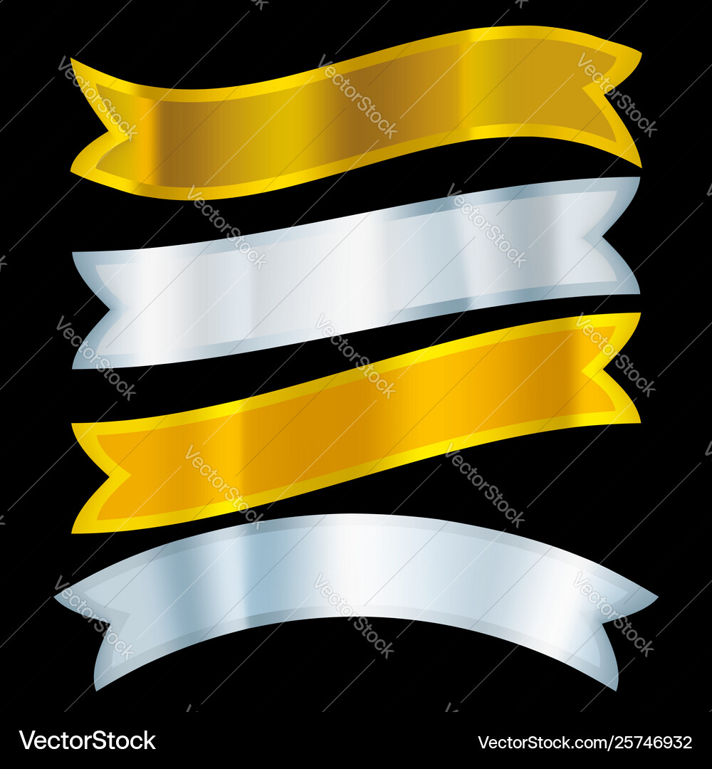 Four metallic shine ribbons with lights Royalty Free Vector