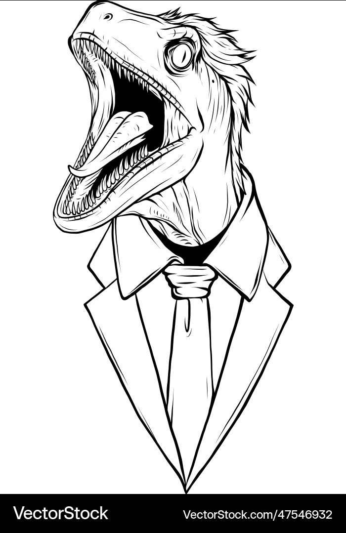 Hand drawn of a raptor dinosaur Royalty Free Vector Image