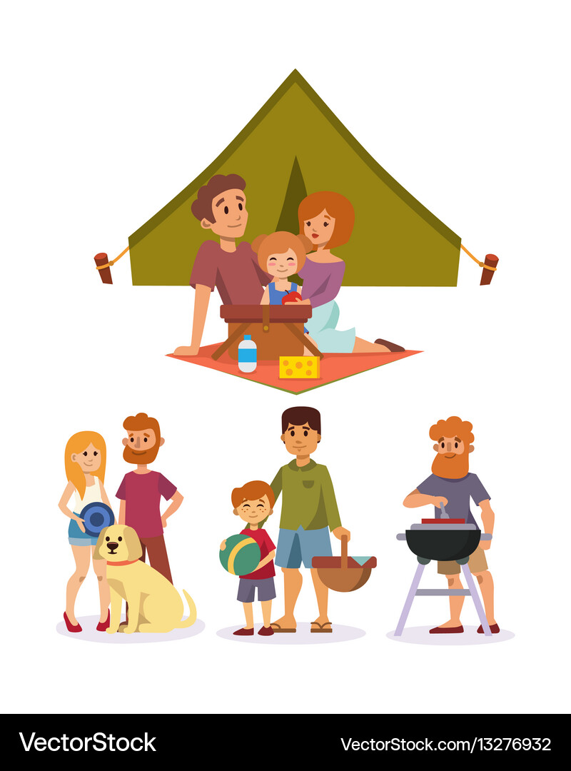 Picnic setting with fresh food hamper basket Vector Image