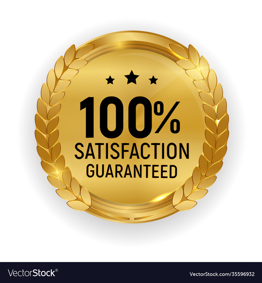 Premium quality gold medal badge100 satisfaction Vector Image Premium quality gold medal badge100 satisfaction Vector Image